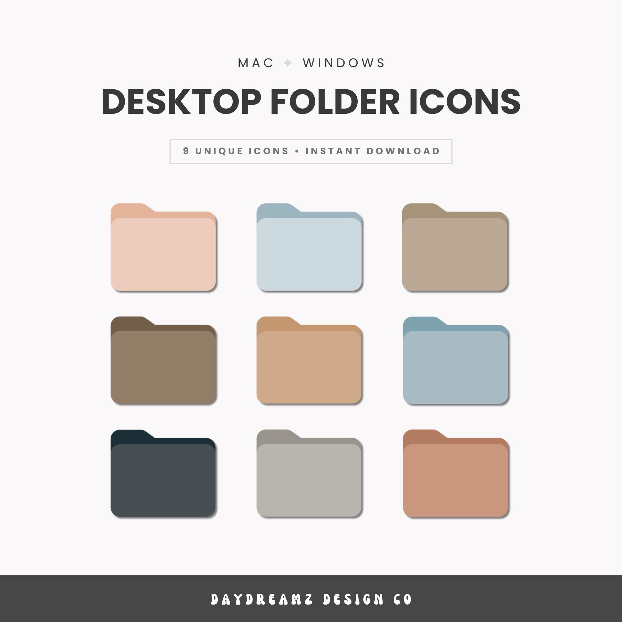 9 Dark Neutral Desktop Folder Icons, Neutral Tones Mac Folders, Neutral ...