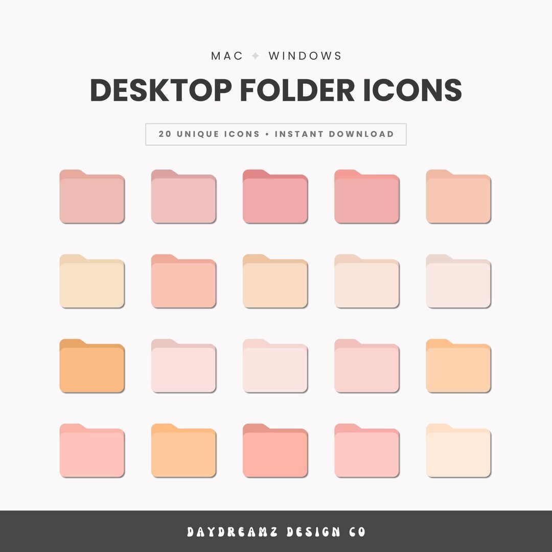20 Pink Peach Aesthetic Desktop Folder Icons, Peach Tones Mac Folders ...
