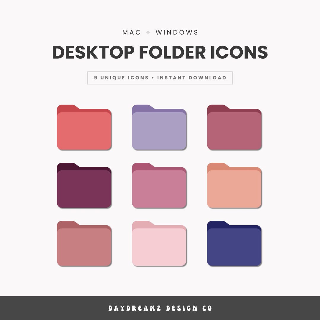 9 Berry Toned Desktop Folder Icons, Berry Bright Mac Folder Icons, Pink ...