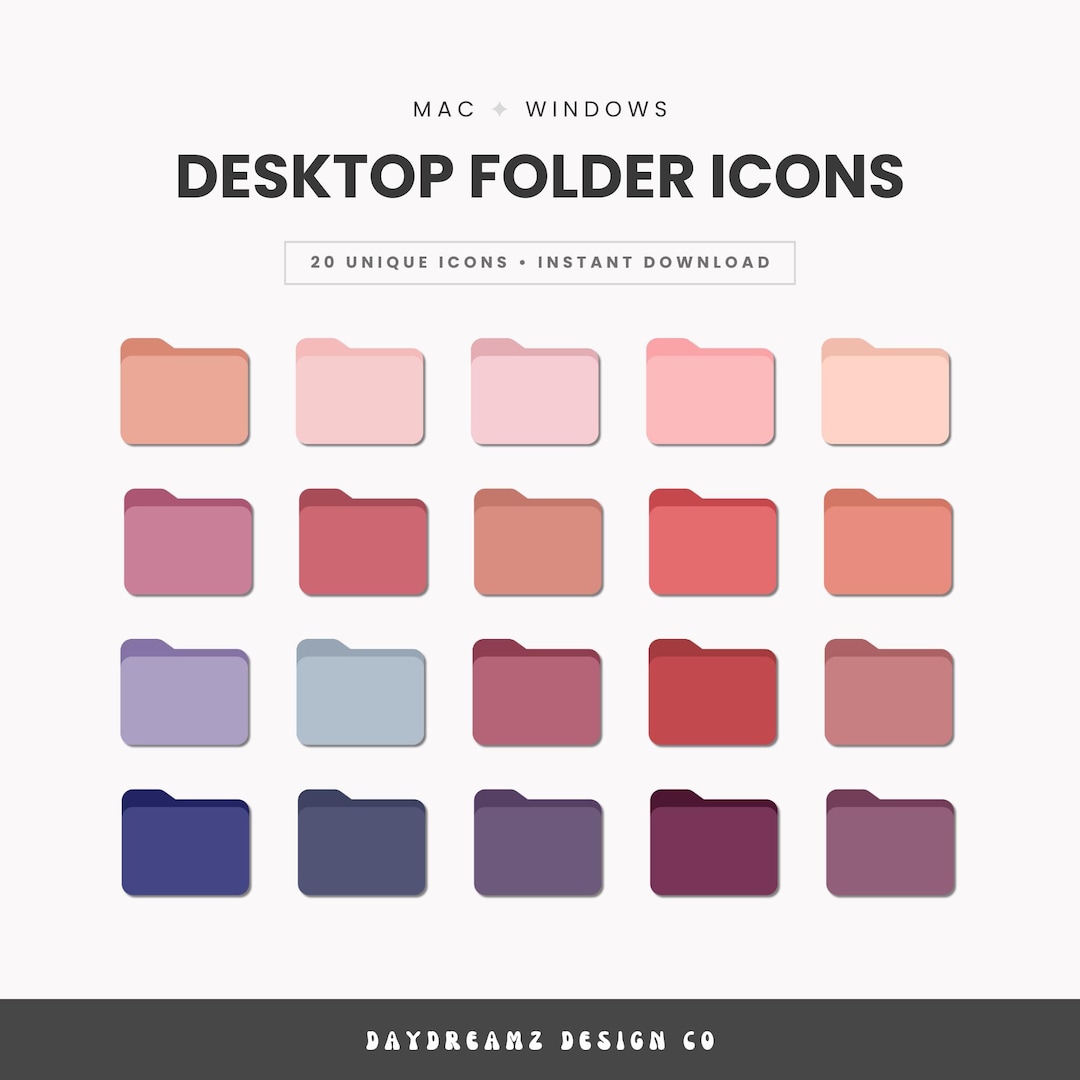 20 Bold Warm Toned Desktop Folder Icons, Berry Windows Folder Icons ...
