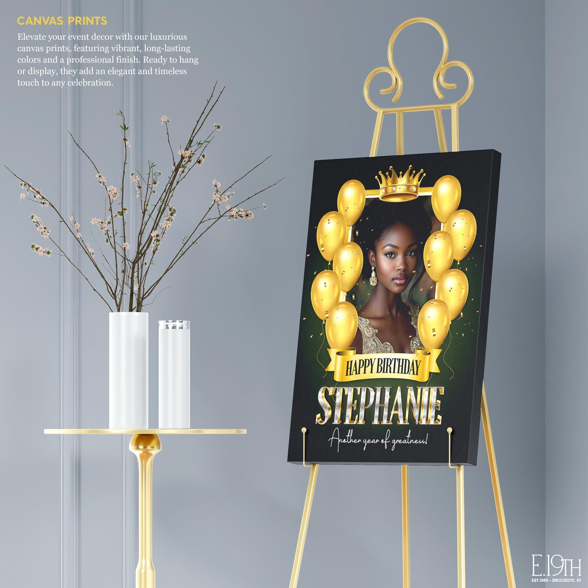 Queen Crown Birthday Party Welcome Sign With Photo, Black & Gold ...