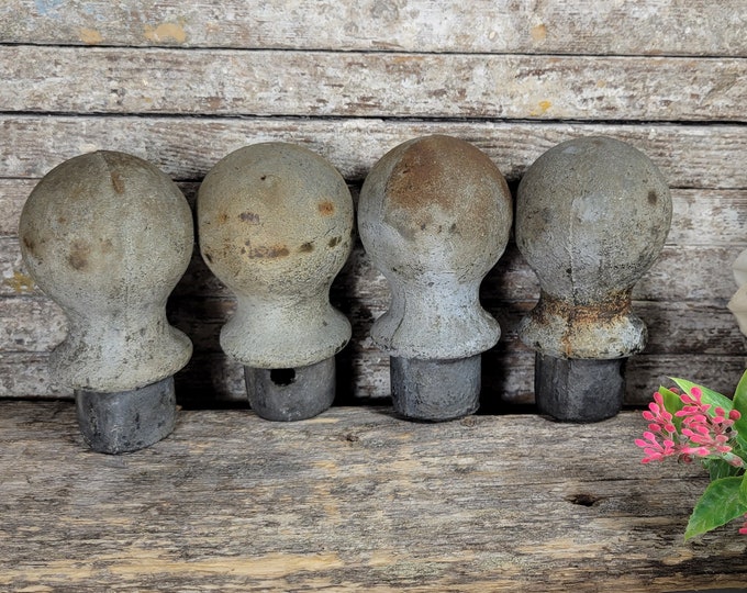 Antique Galvanized Iron Post Caps, Round Post Toppers, Early 1900's ...