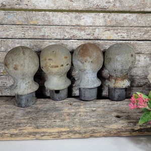 Antique Galvanized Iron Post Caps, Round Post Toppers, Early 1900's ...