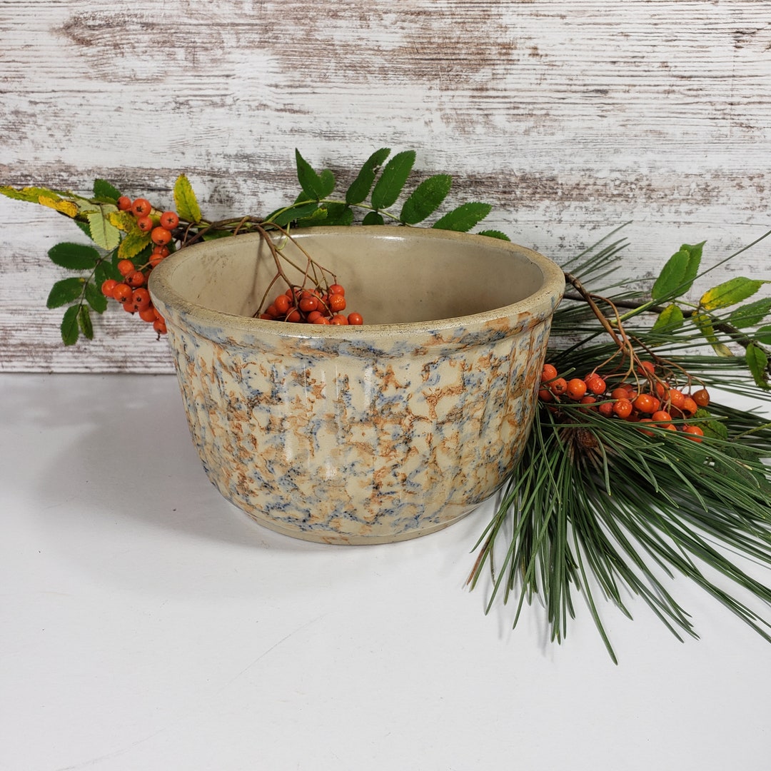 Red Wing Spongeware Ribbed Cap Bowl 7, Vintage Ribbed Yellowware Batter ...