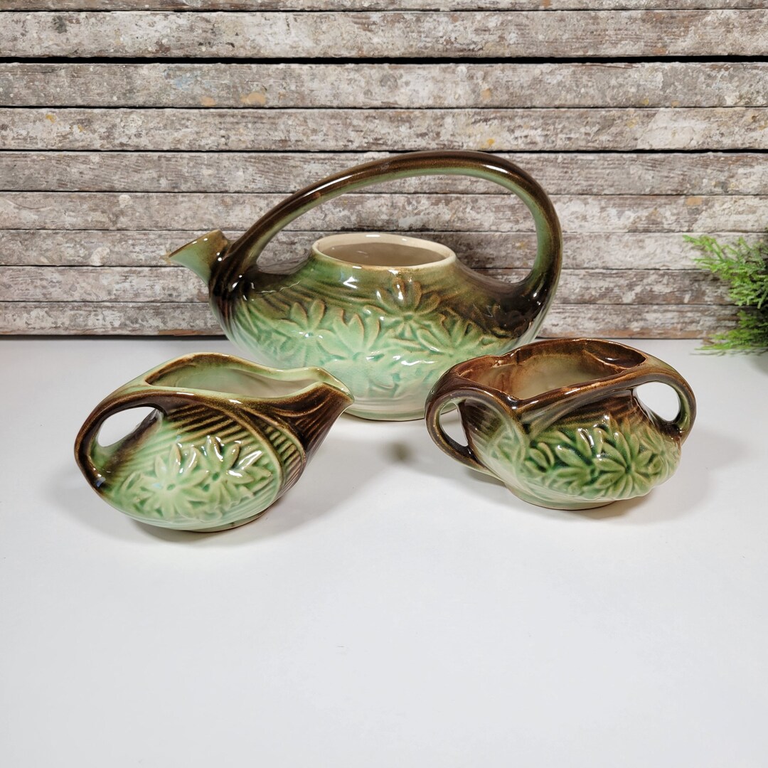 Mccoy Daisy Tea Set With Cream & Sugar, 1950's no Lid on Tea Pot - Etsy