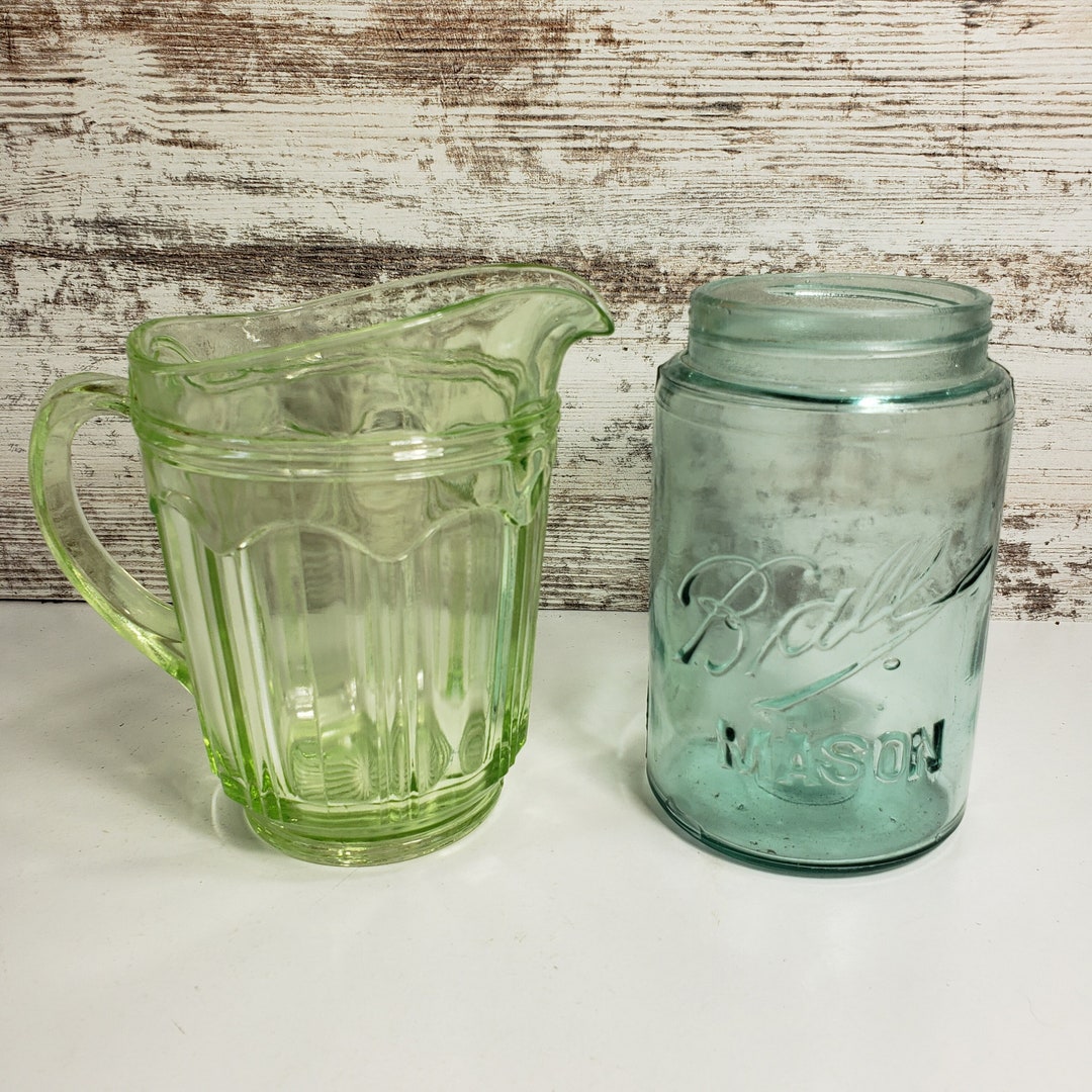 Anchor Hocking Glass Pitcher, Art Deco Colonial Pattern, Vintage ...