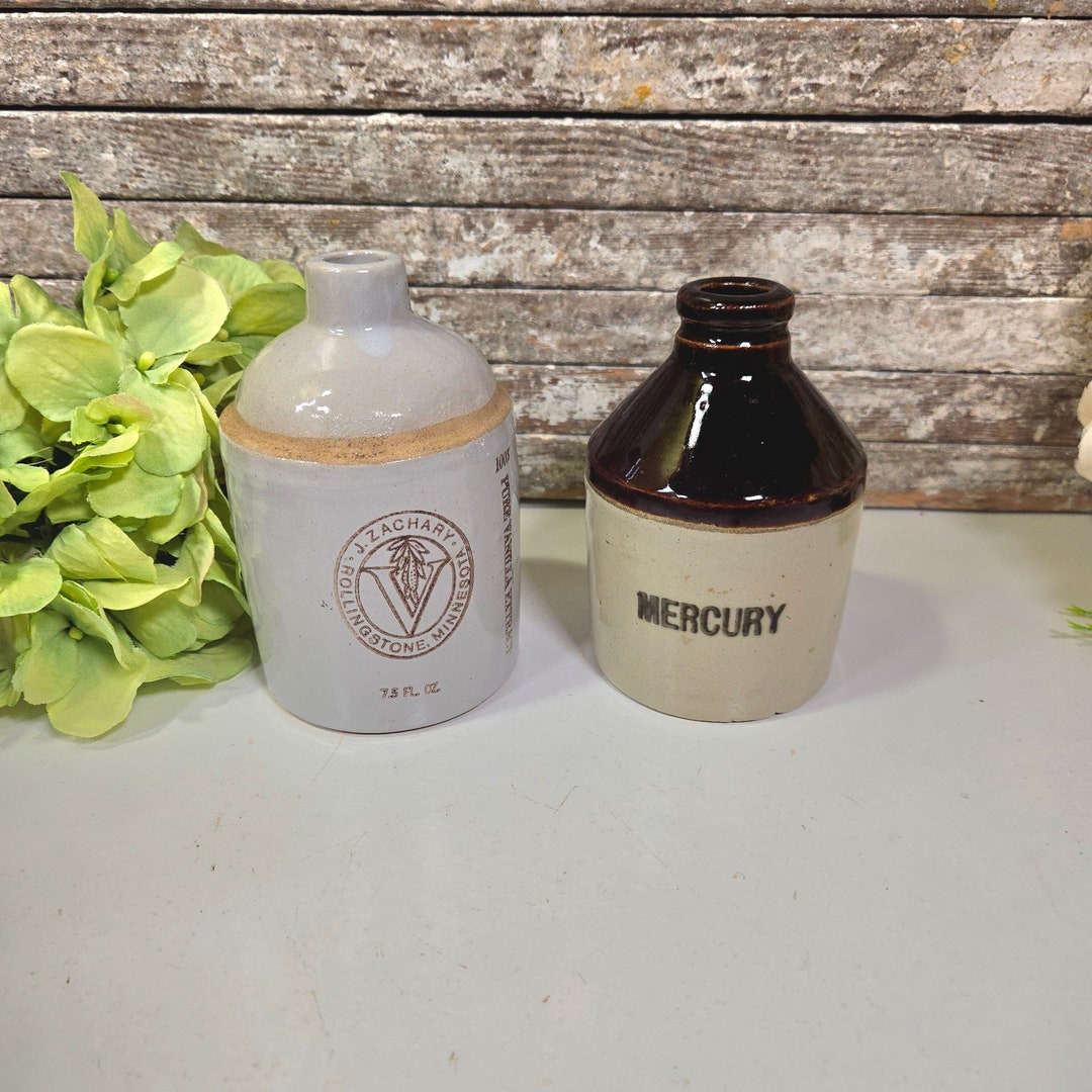 Mini Crocks, Pair of Small Vintage Jugs/crocks, Mercury and J. Zachary ...