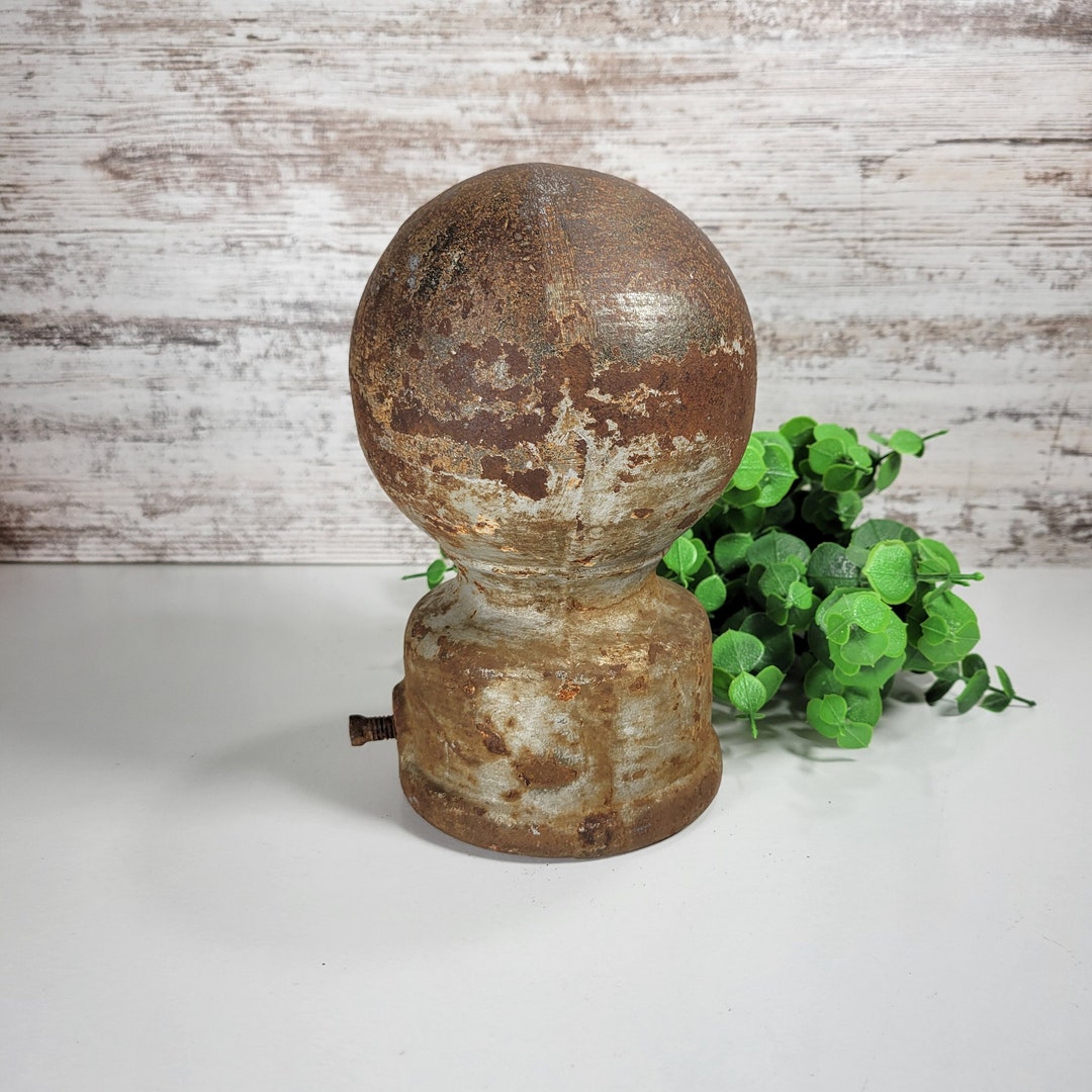 Finial, Cast Iron Round Post Top, Vintage 4 3/4 Cannonball Gate Finial ...