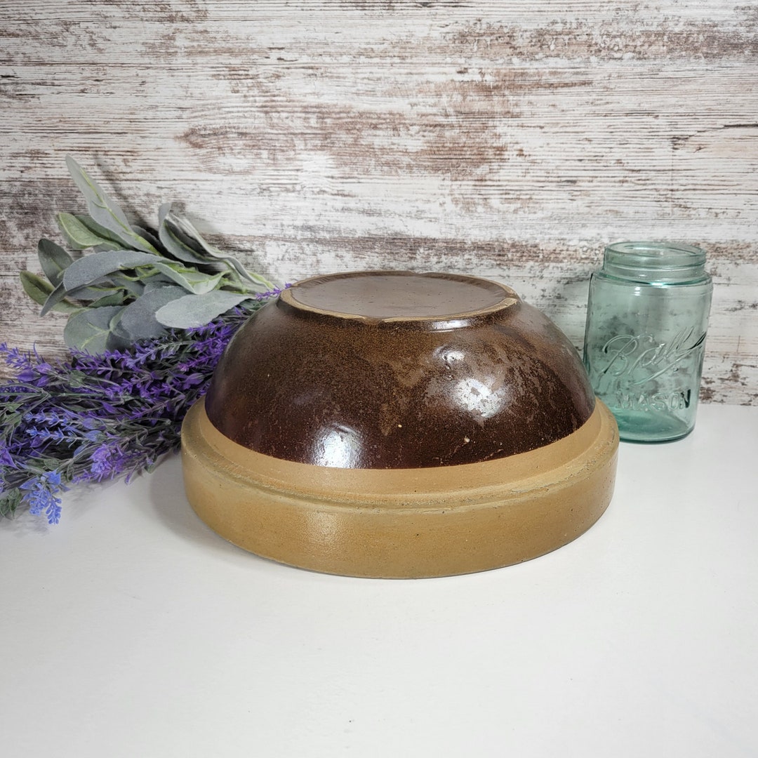 Stoneware Large Mixing Bowl, Primitive Red Wing Yellow Ware Batter Bowl ...