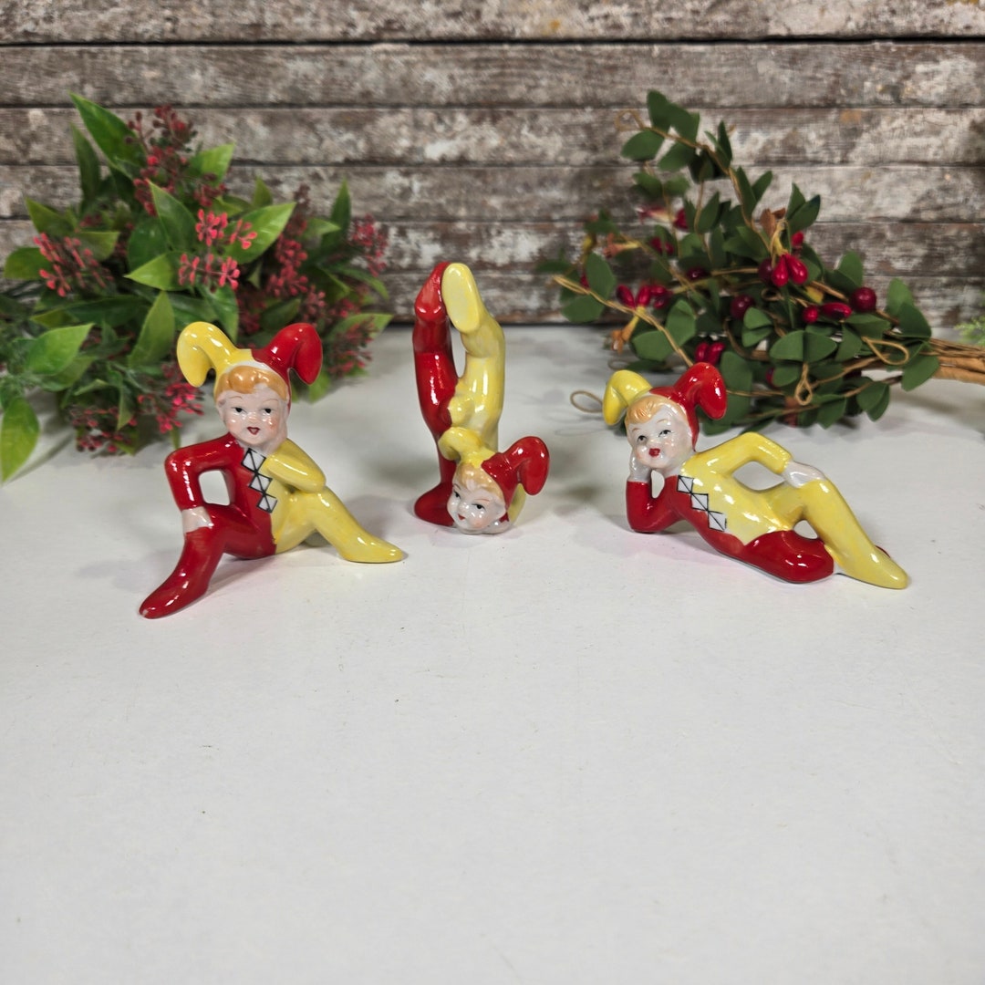 Figurines, Children in Bunny Pajamas, Vintage Made in Japan, Red and ...