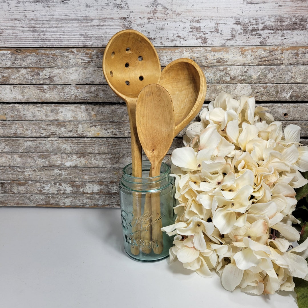 Vintage Rustic Carved Spoons, 3 Primitive Wood Spoons - Etsy