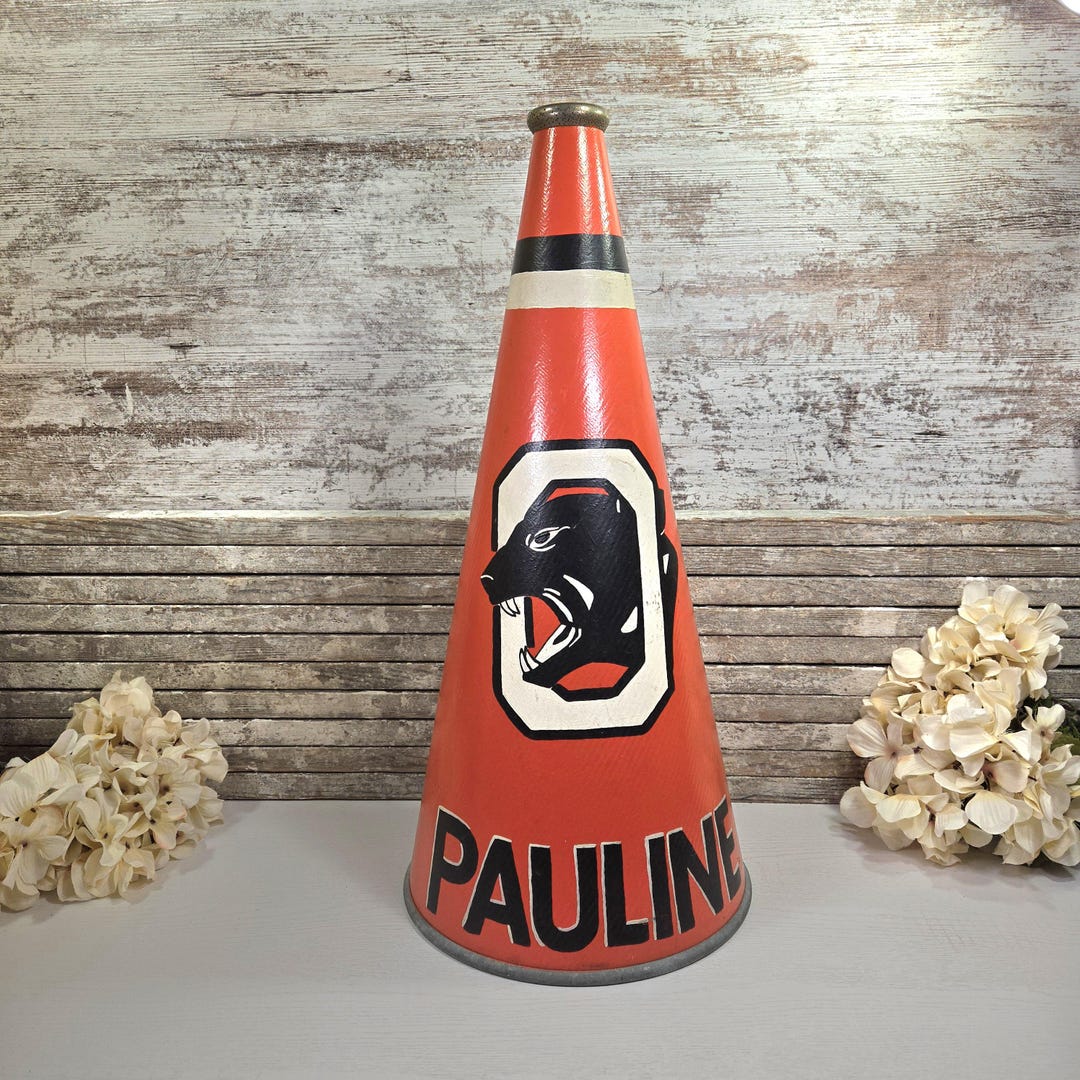 Large Cheerleader Megaphone With Handle, Orange and Black Panther ...