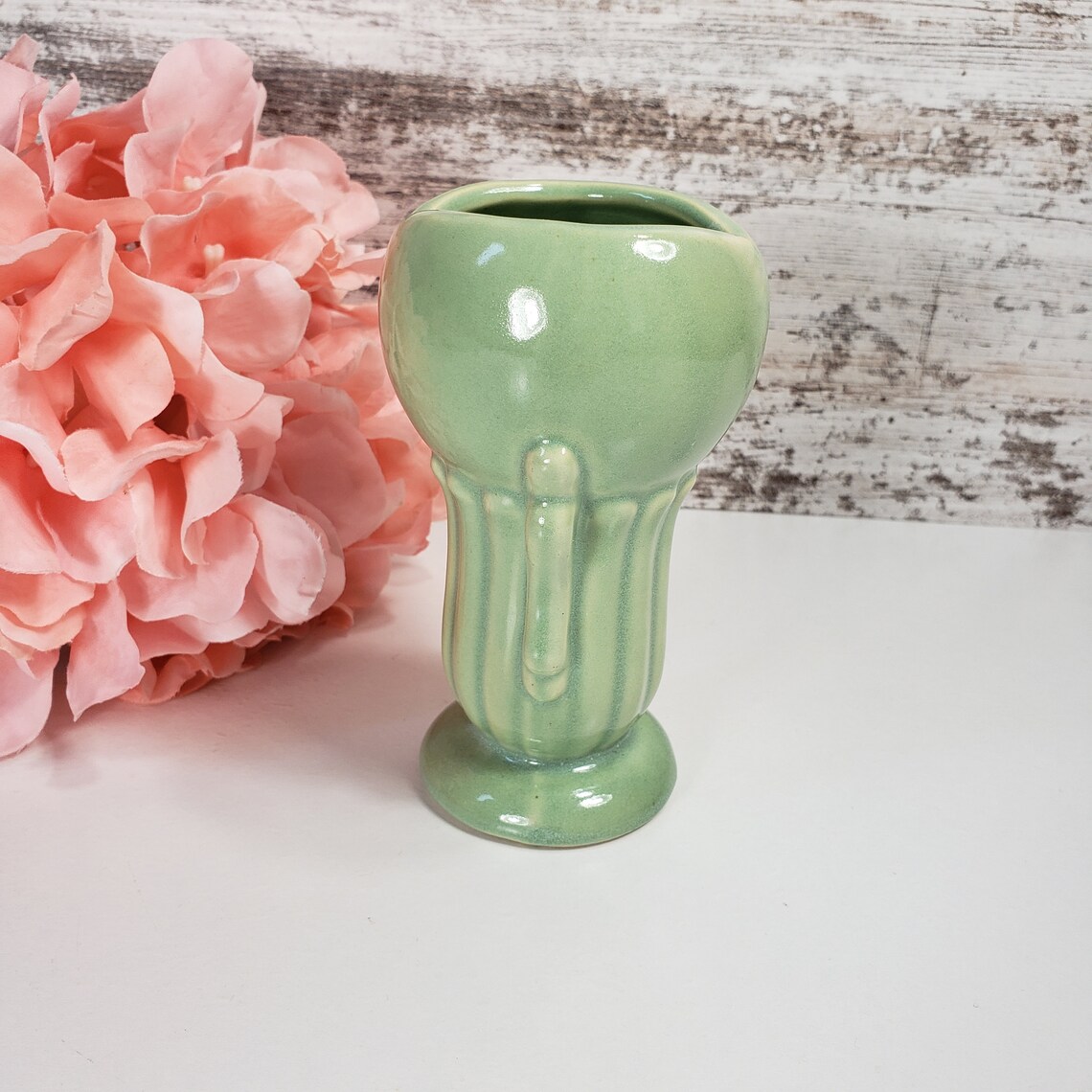 Vase Vintage Pottery Flower Vase Green Stoneware Vase Ohio | Etsy