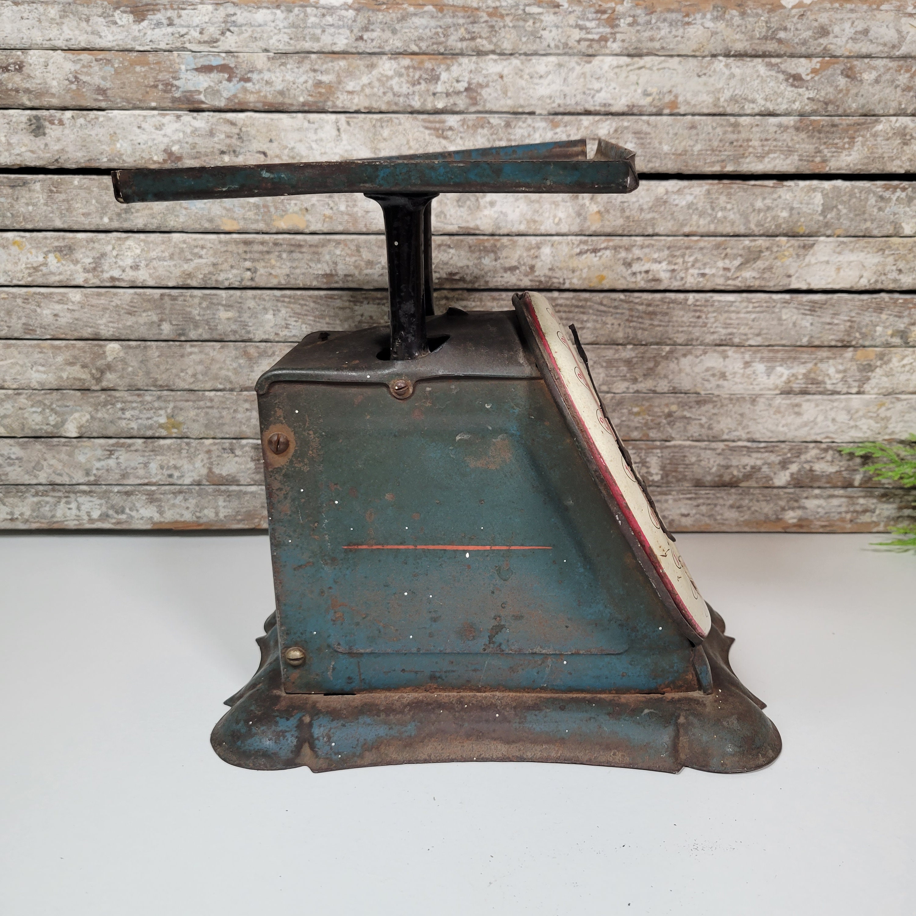 Kitchen Scale, Antique Farmhouse Scale With Great Blue Chippy Paint ...
