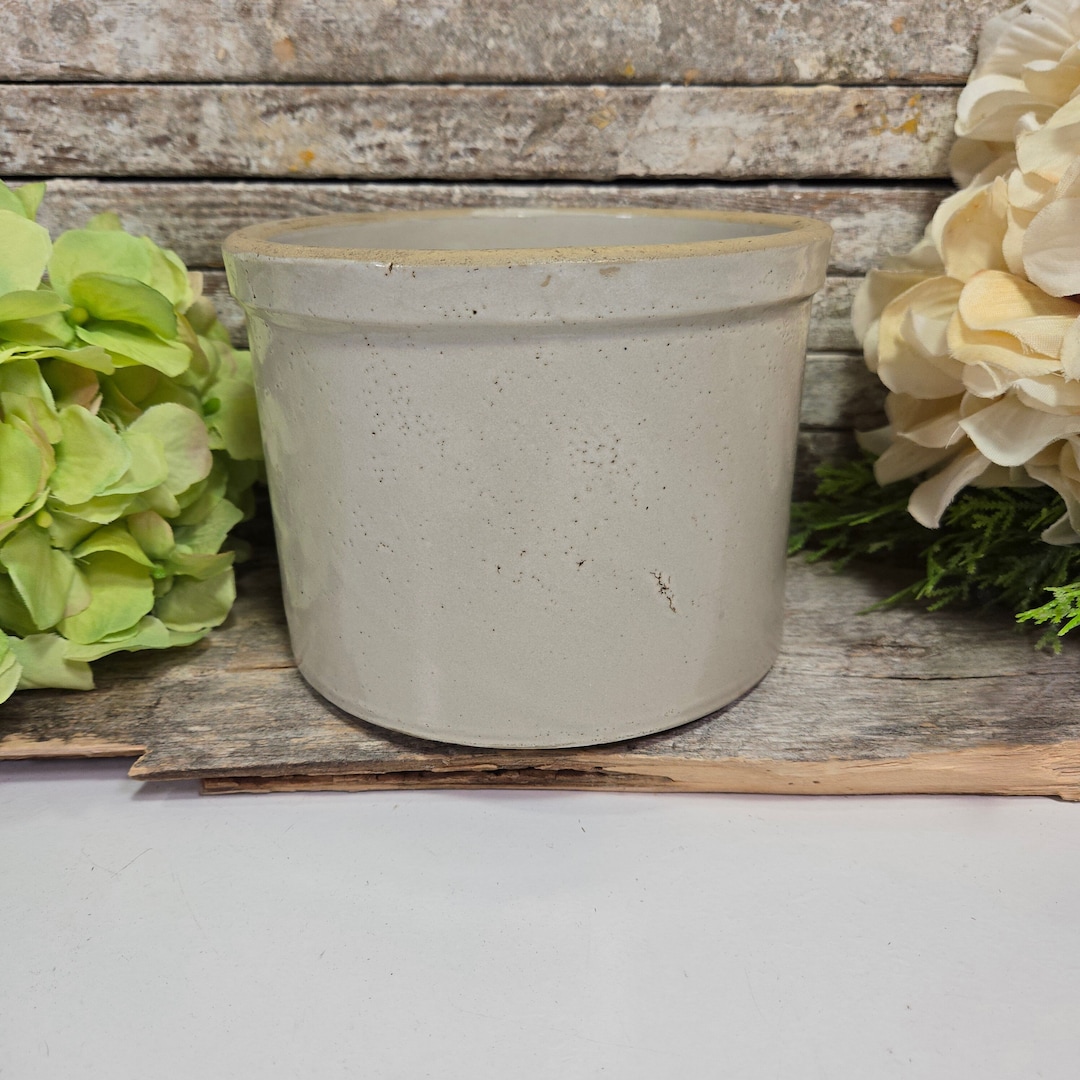 Stoneware Butter Crock, Small Vintage Crock, Zinc Glazed, Unmarked - Etsy