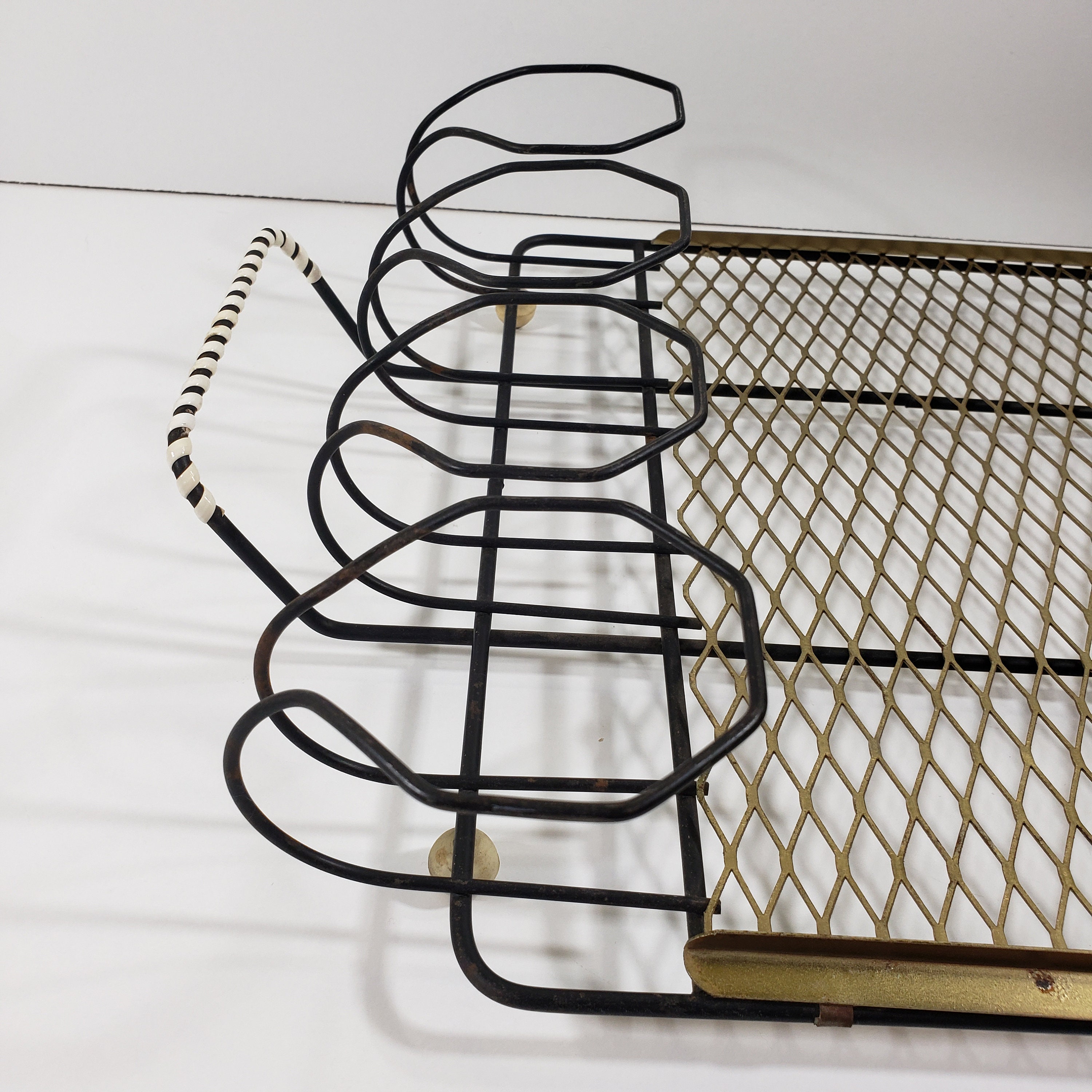 Glass Caddy/wire Platter Tray Mid Century Retro Bar Ware - Etsy