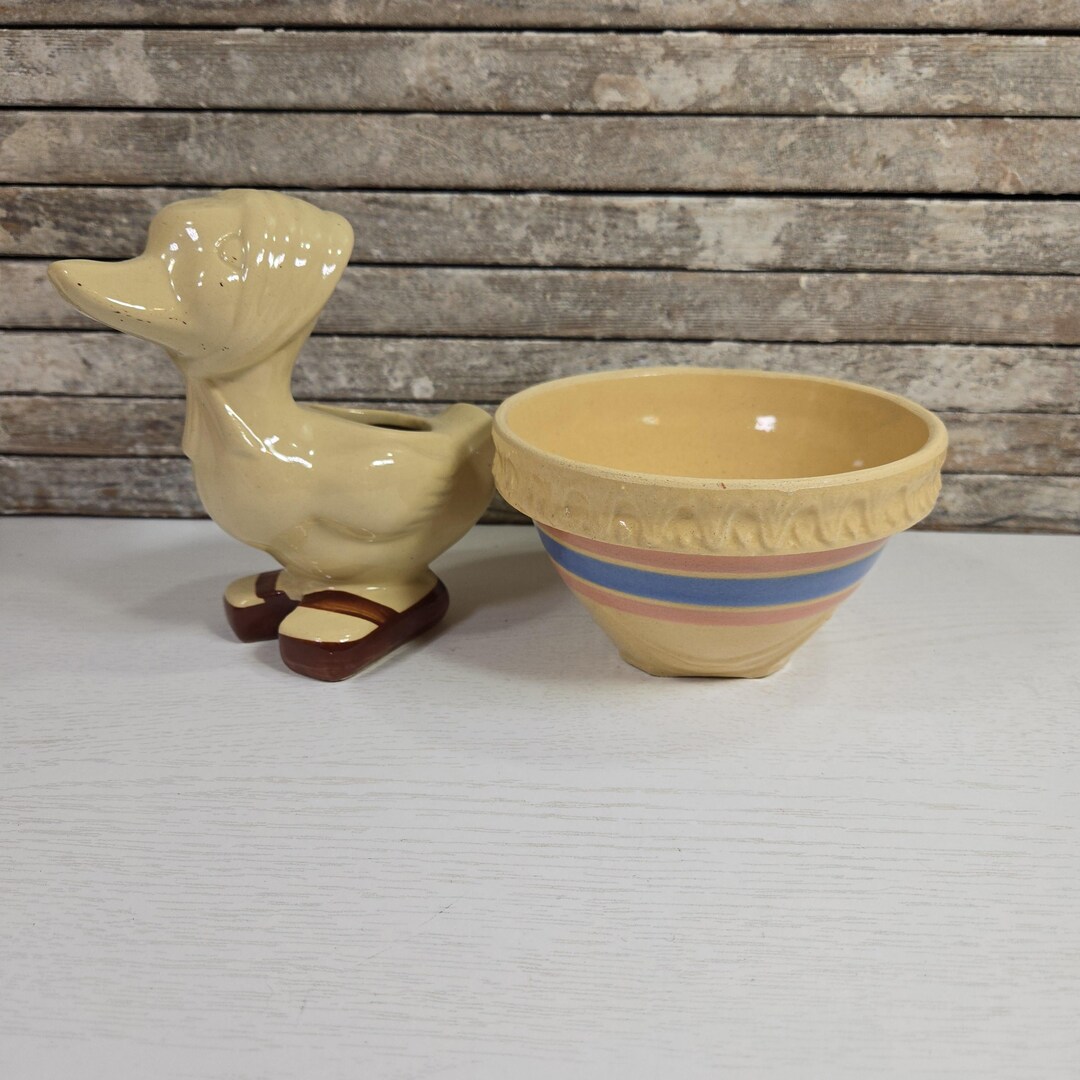 Mccoy Nesting Bowl, Vintage Mccoy Pink & Blue Stripe, Pie Crust Rim ...