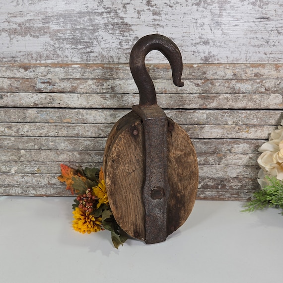 Hand Forged Antique Cast Iron Single Wheel Pulley Vintage Industrial Decor Etsy Ireland