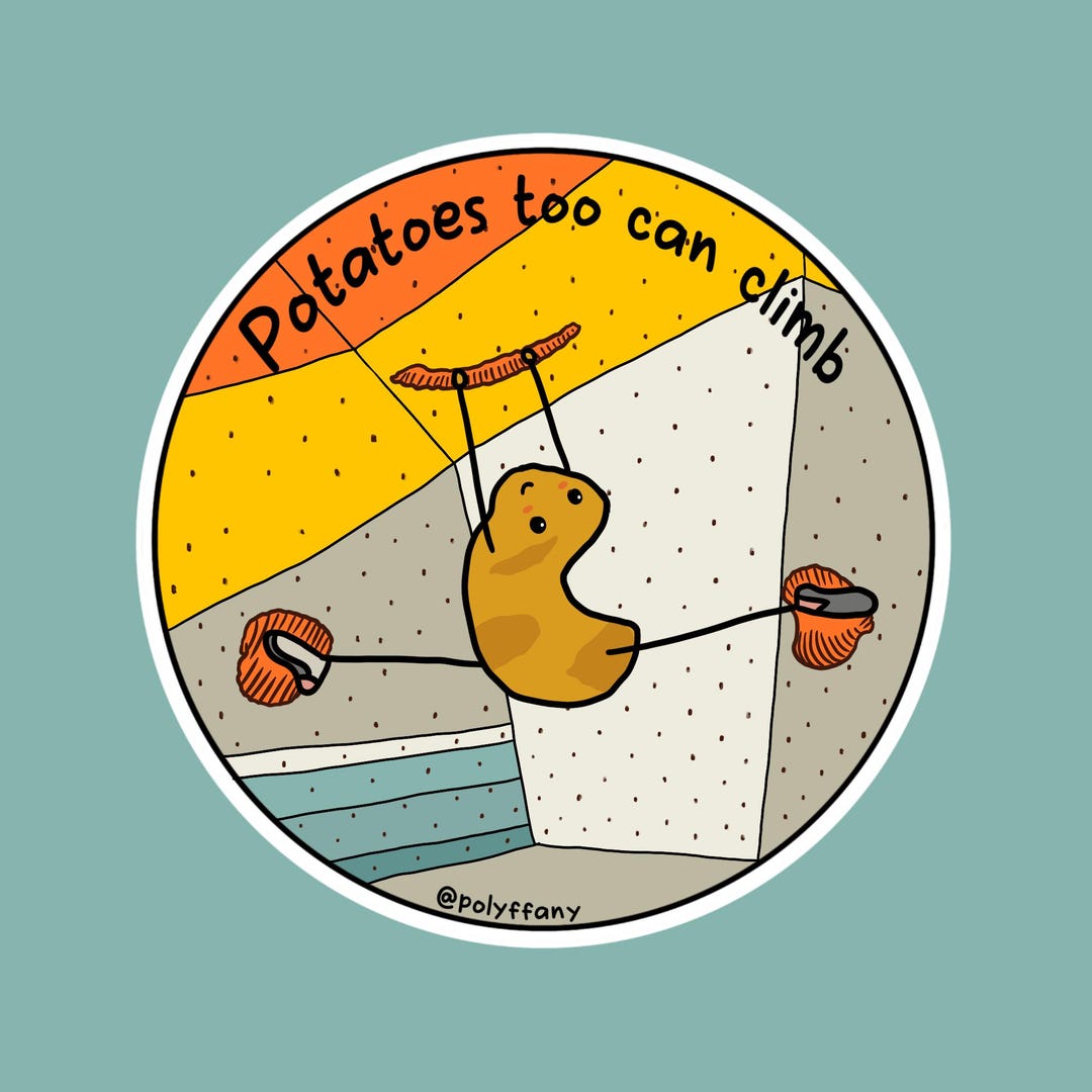 Climbing Potato Sticker Waterproof Vinyl Holographic Option ...