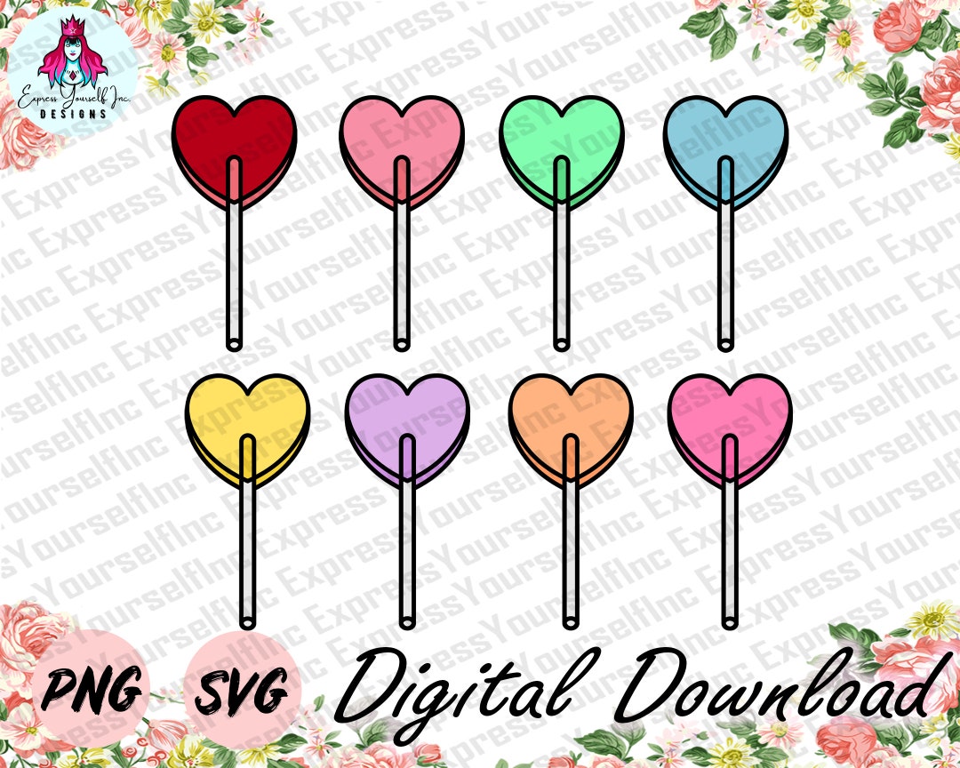 Heart Shaped Valentine's Day Lollipop Svg, Heart Sucker Svg, Lollipops ...