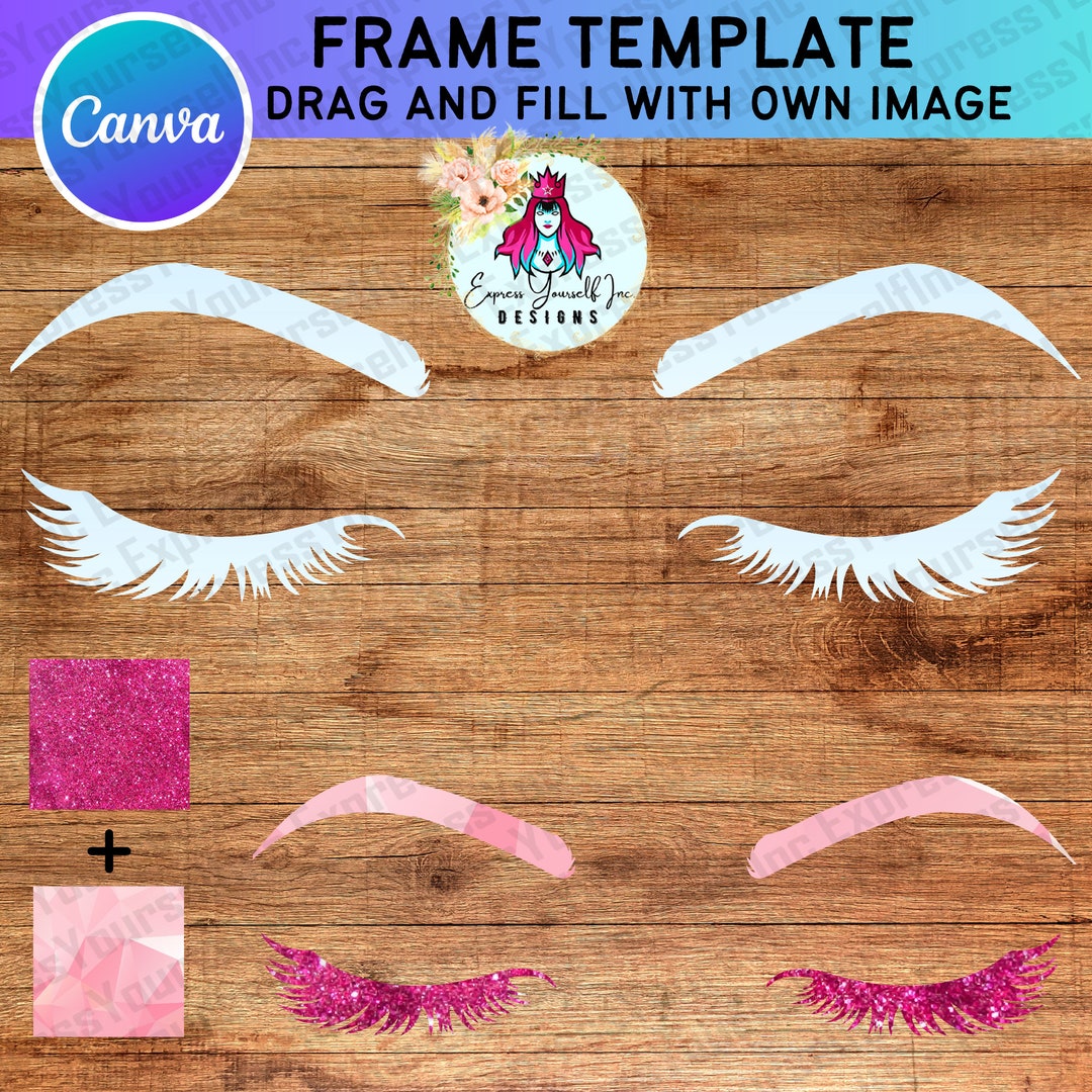 Canva Frame Eyelashes, Editable Template, Canva Frames, Eyebrows and ...