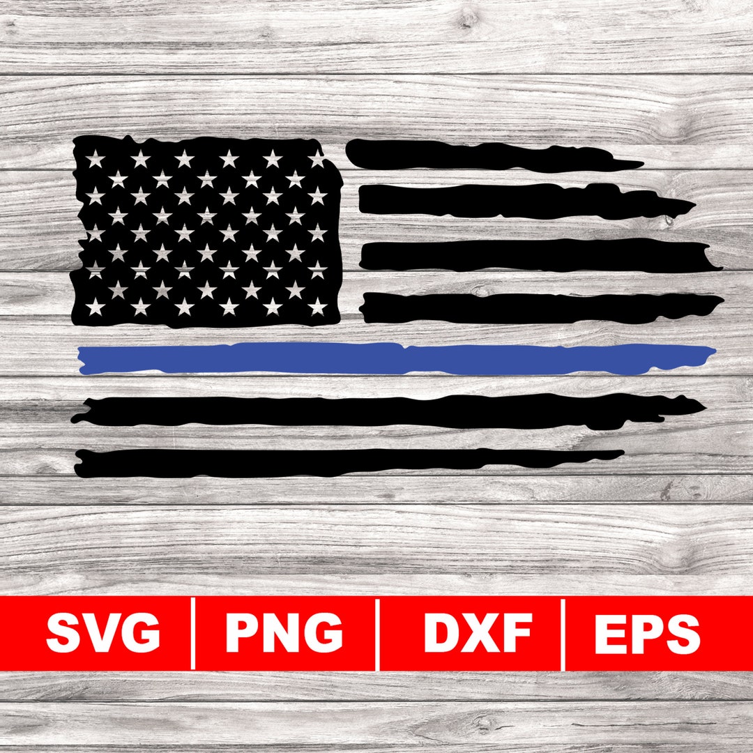 Distressed Thin Blue Line American Flag Svg, Police Clipart, Digital ...