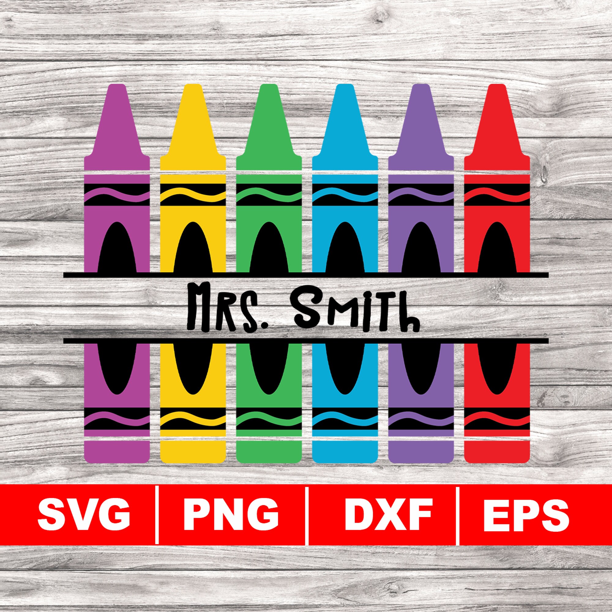 Crayon Split Monogram Svg Teacher Svg Instant Download Back Etsy