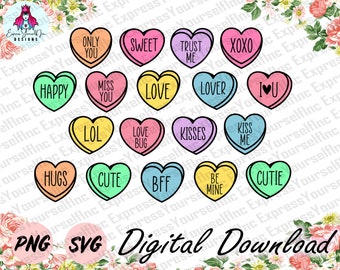 Conversation Candy Hearts Clipart - Etsy