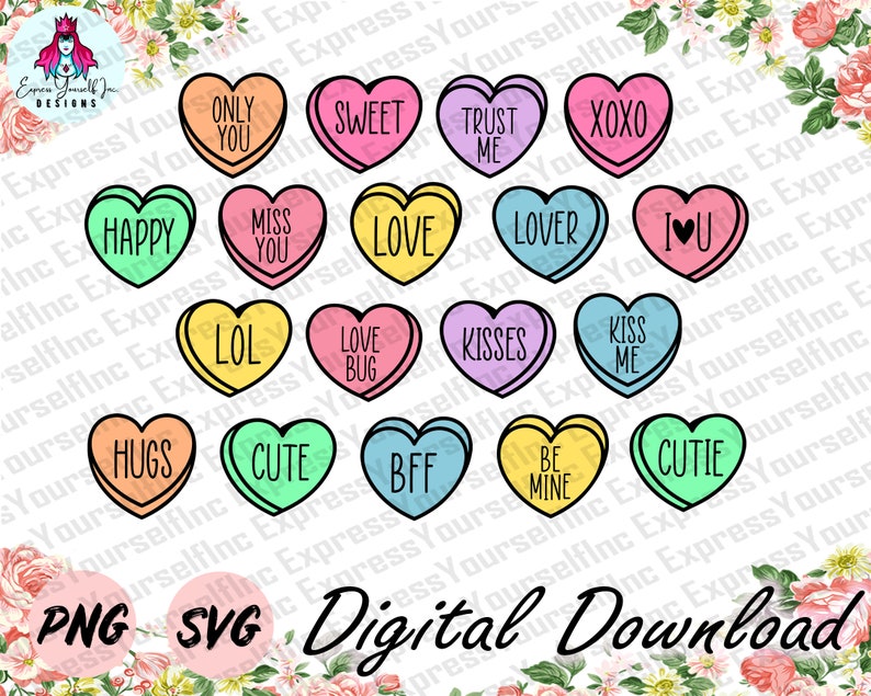 Candy Hearts Svg Candy Hearts Png Valentine's Day Svg - Etsy