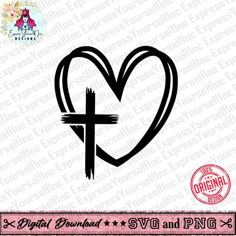 Heart With Cross Svg - Etsy