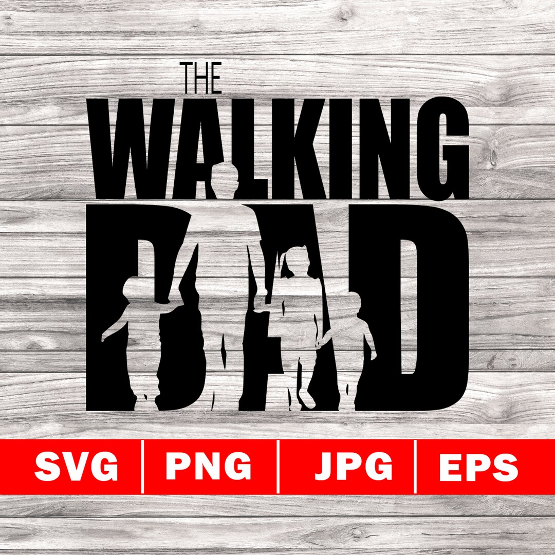 The Walking Dad Svg, the Walking Dad With 3 Kids Svg, Png, Jpg, Eps ...