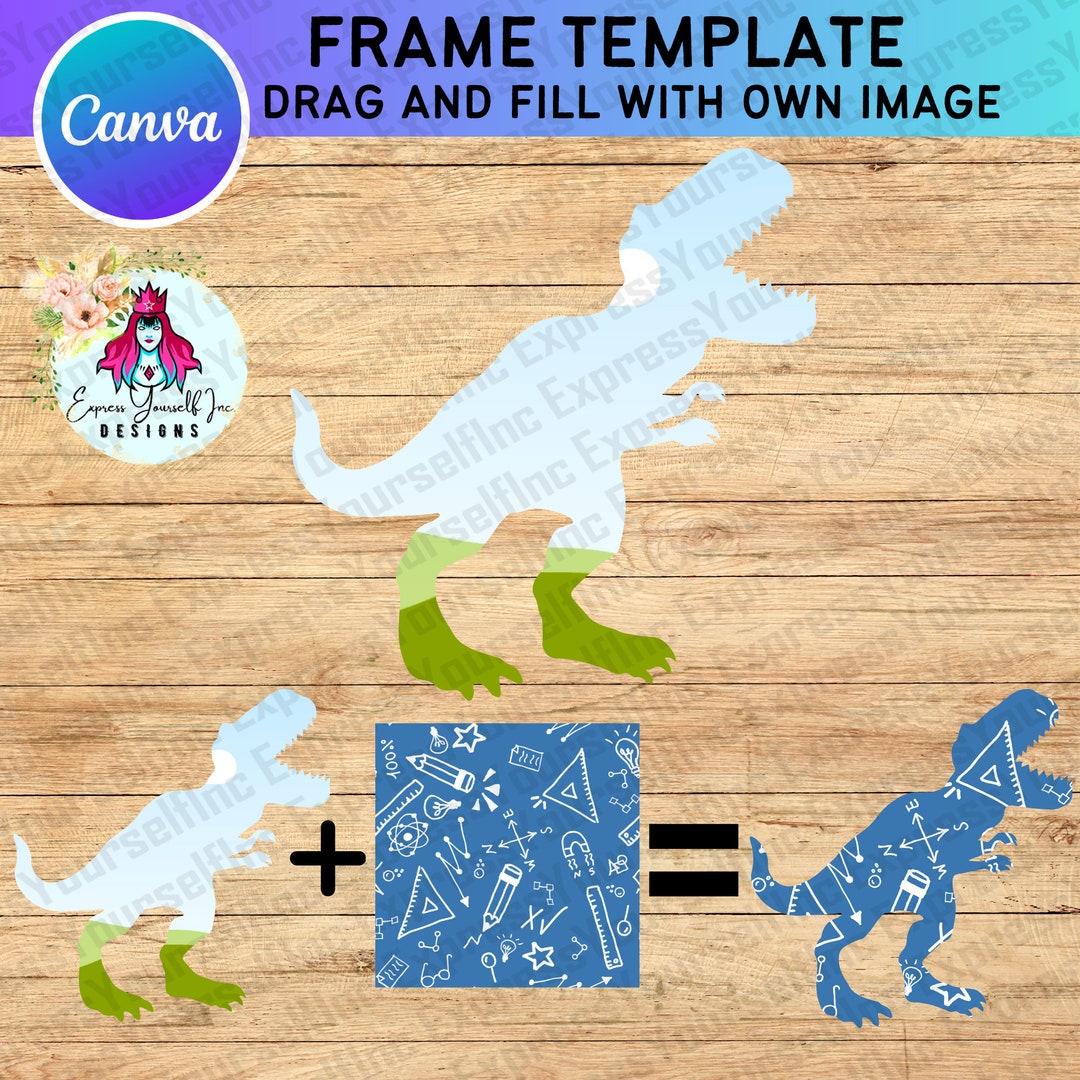 Canva Drag and Drop T-rex Dinosaur Frame, Digital Download - Etsy