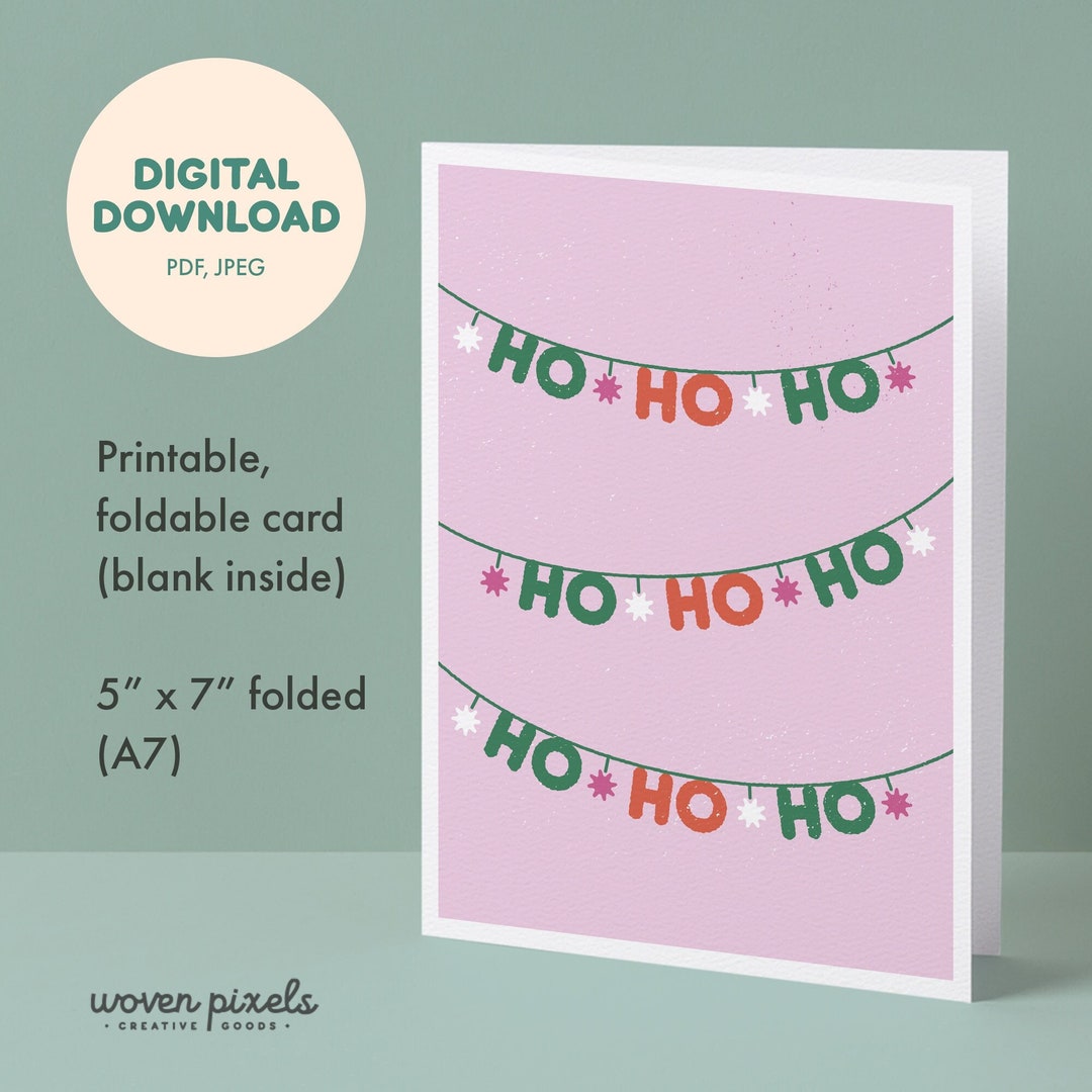 Printable Folded Greeting Card – Hohoho - Etsy