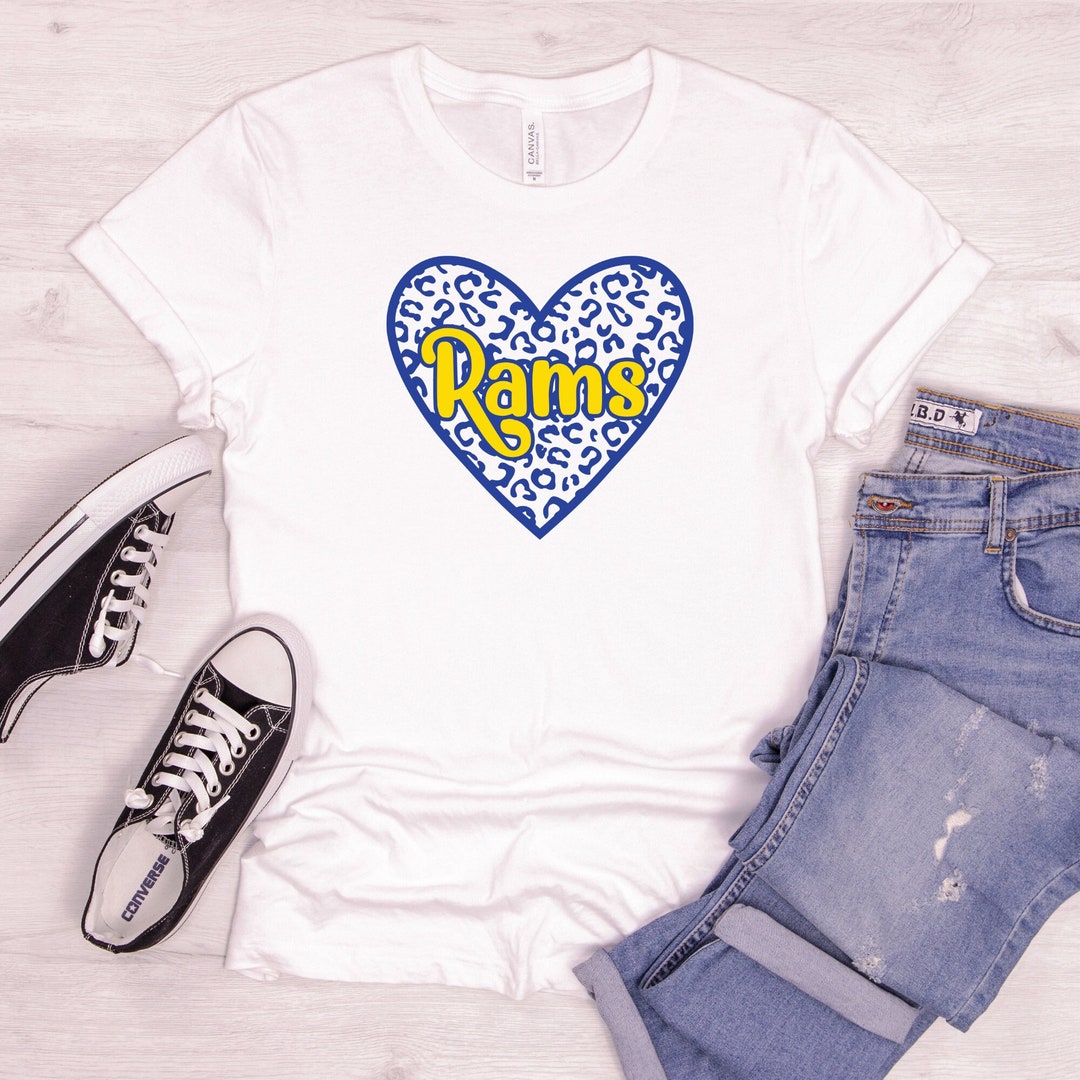 Rams Leopard Heart Football Shirt, Ram Women Shirt, Rams Merch, T ...