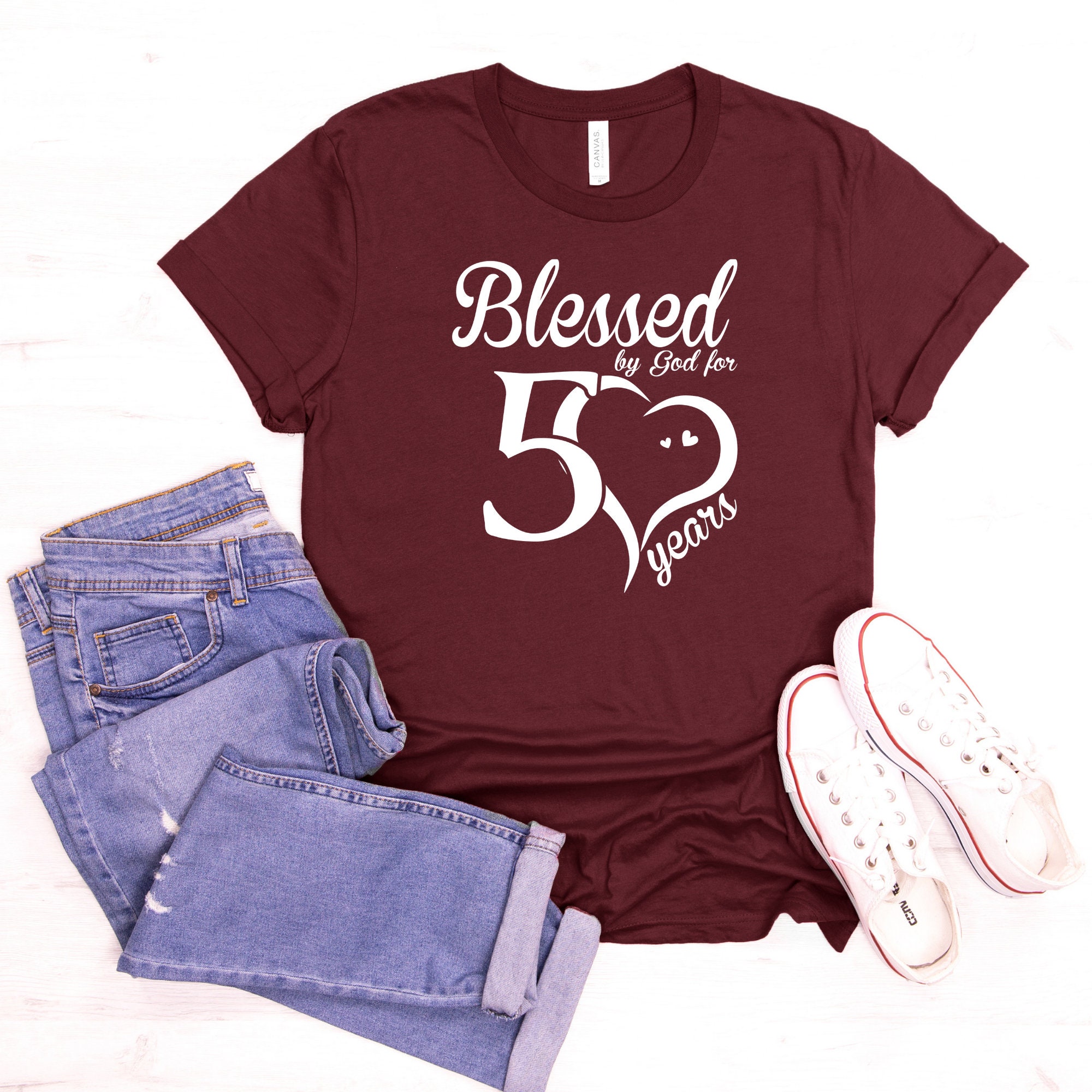 Blessed by God for 50 Years Shirt - Mom 50th Birthday - 50th Birthday ...