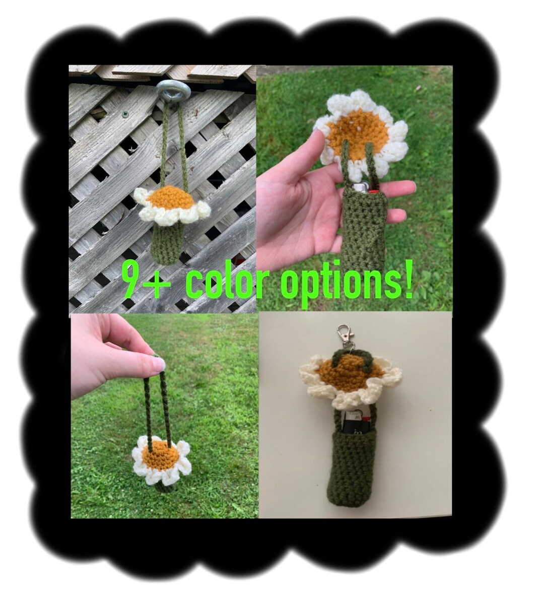 Crochet Flower Lighter-chapstick-lipstick-item-holder With Key Ring and ...