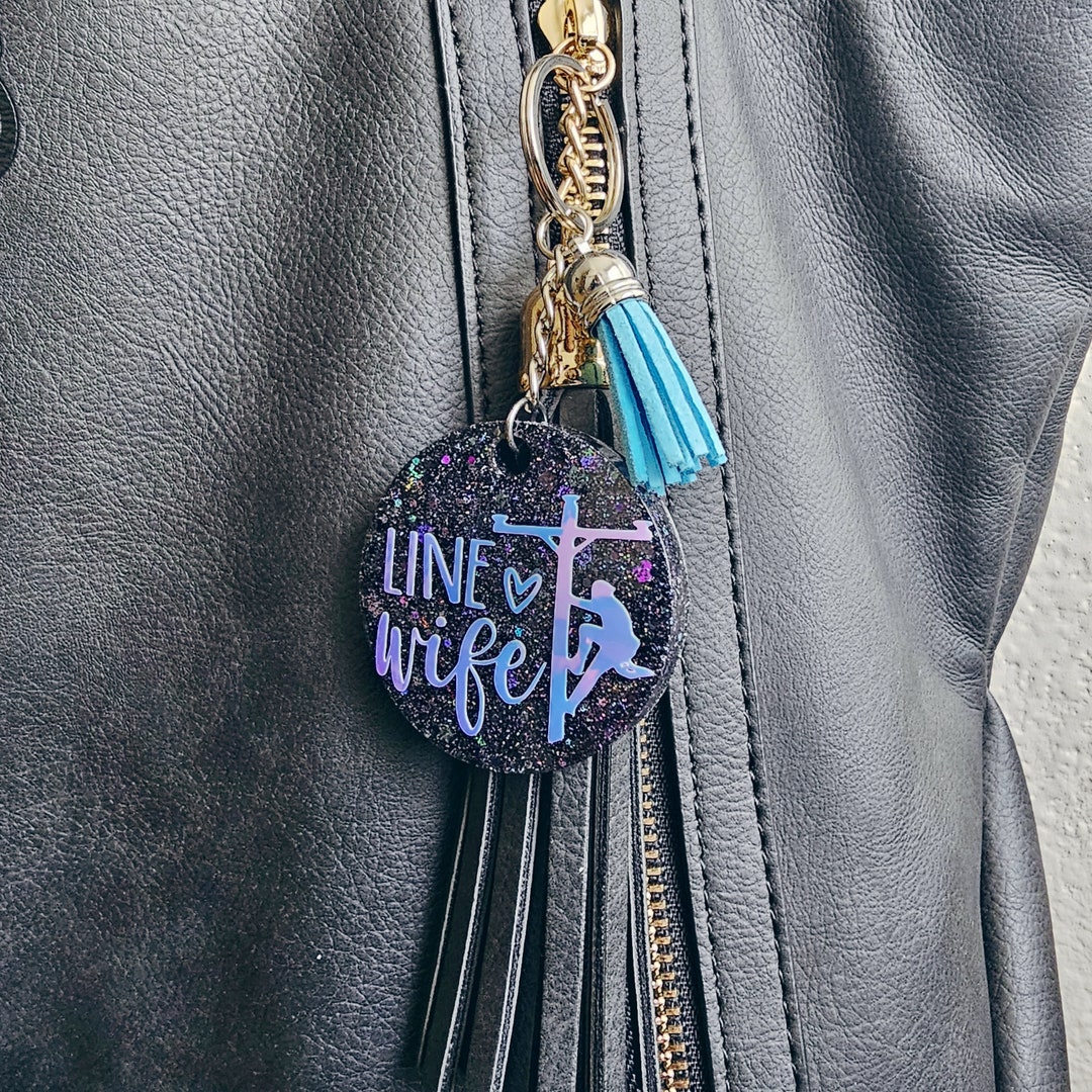 Line Wife Keychain, Glitter Keychains, Gifts for Her, Linemans Wife Key ...