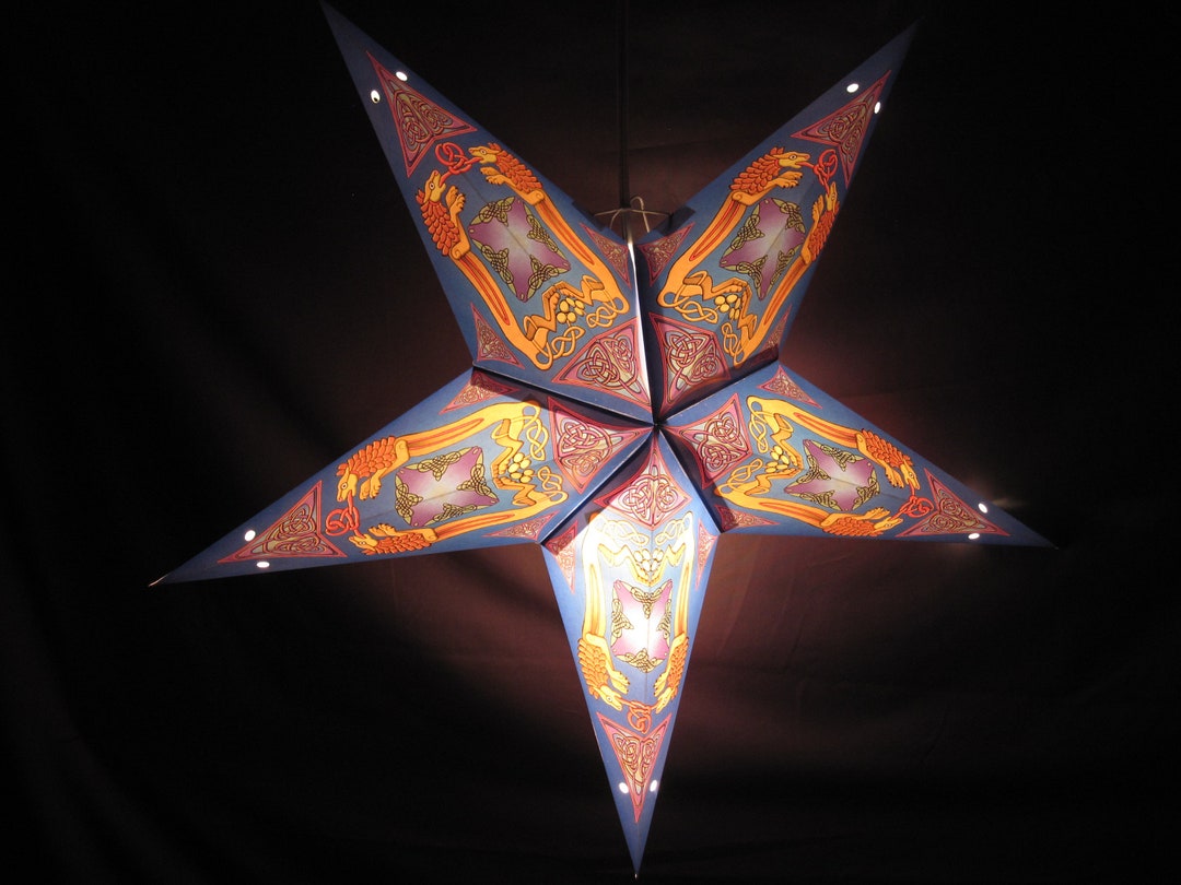 Star Paper Light Lantern Scottish Lion, Irish, Celtic Knot Folding ...