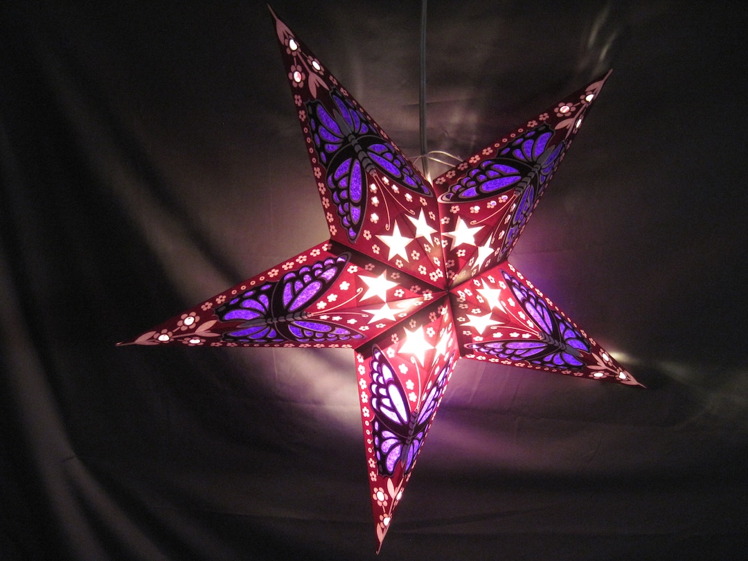 Star Butterfly Purple Light Lantern, Paper Folding Lamp, Power Cord ...