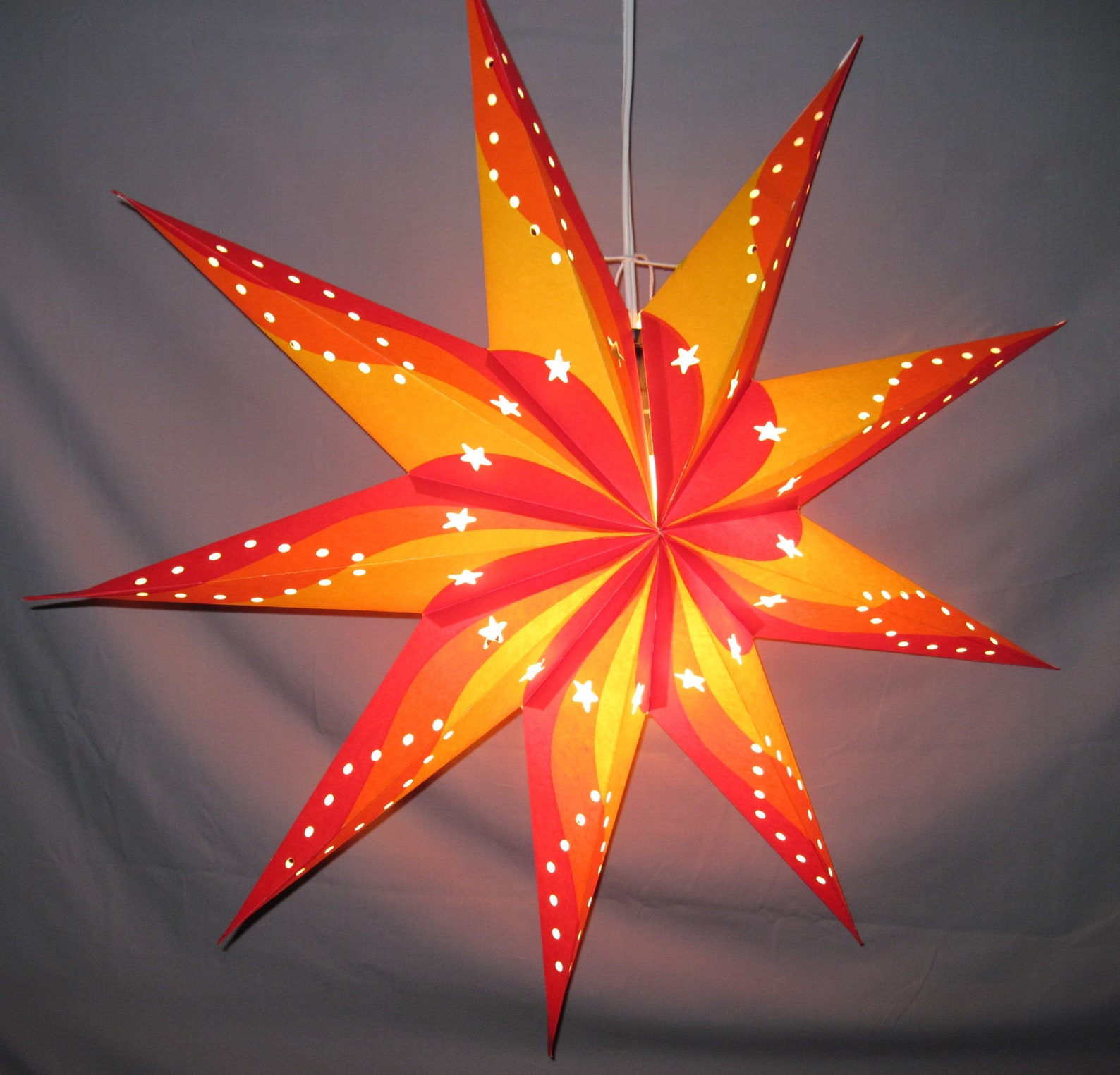 Star Lantern Sun Burst 9 Point Light, Paper Folding Lamp, Power Cord ...