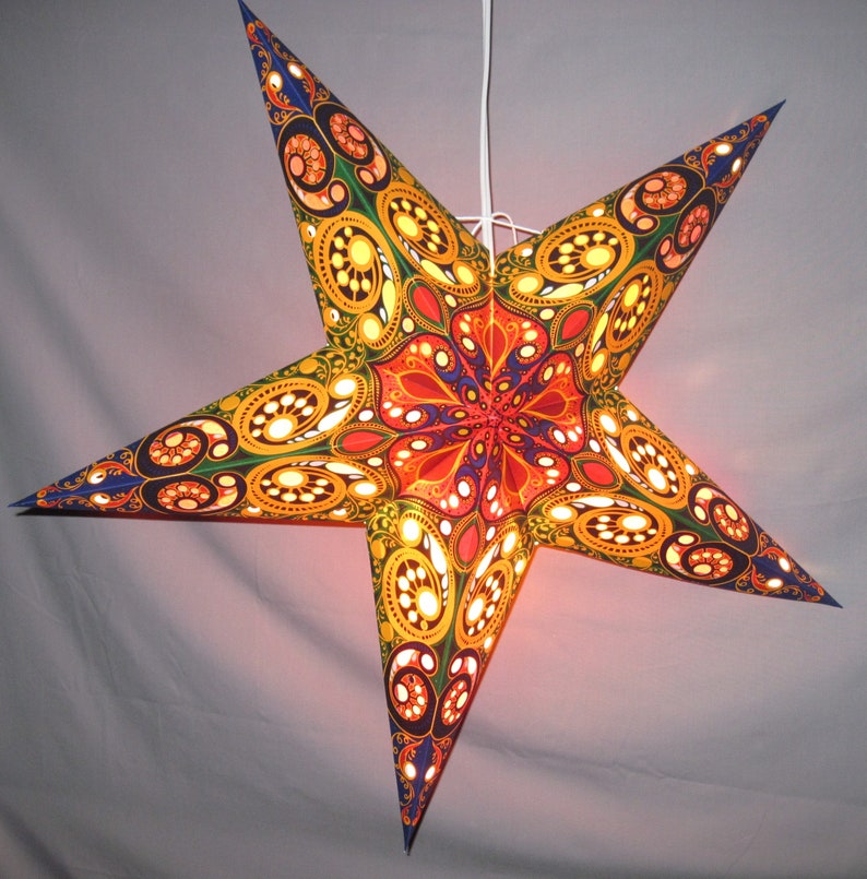 Star Paper Lantern, Tie Dye, Star Lampshade, Colorful Hanging Pendant ...