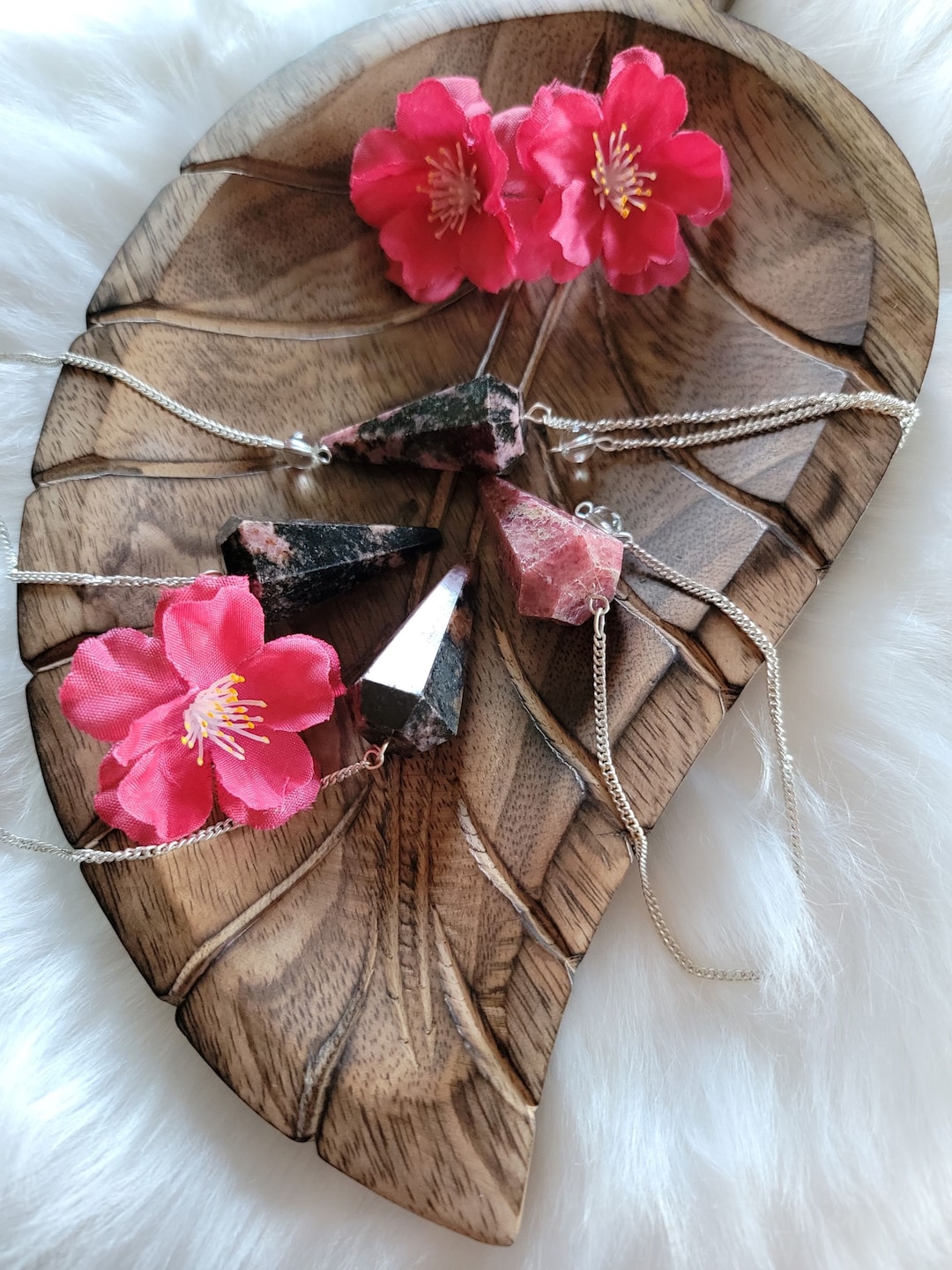 Rhodonite Pendulum, Rhodonite Dowsing Pendulum, Rhodonite Diving ...