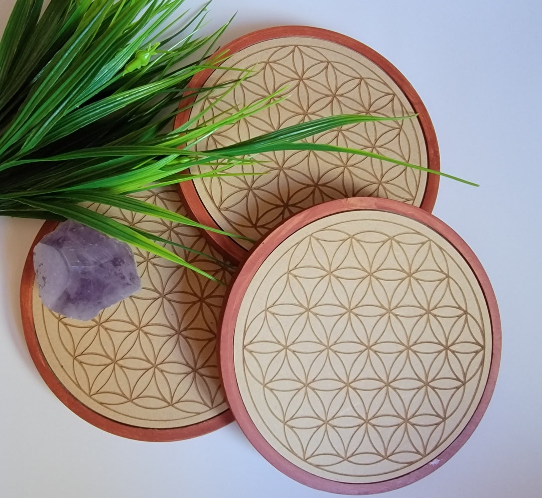 Flower of Life Wooden Plate, Flower of Life Carved Plate, Flower of ...