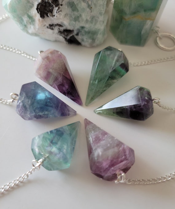 Rainbow Fluorite Pendulum Dowsing Pendulum Divining - Etsy