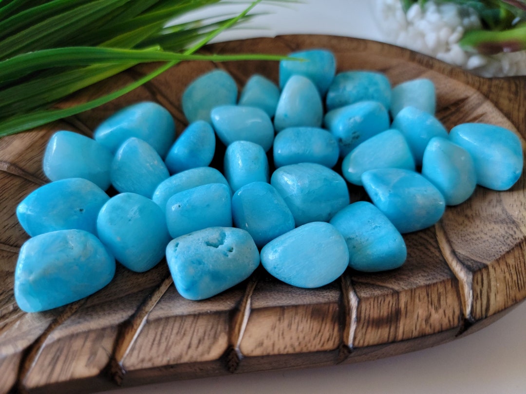 Blue Aragonite, Tumbled Blue Aragonite, Aragonite Crystal, Blue ...