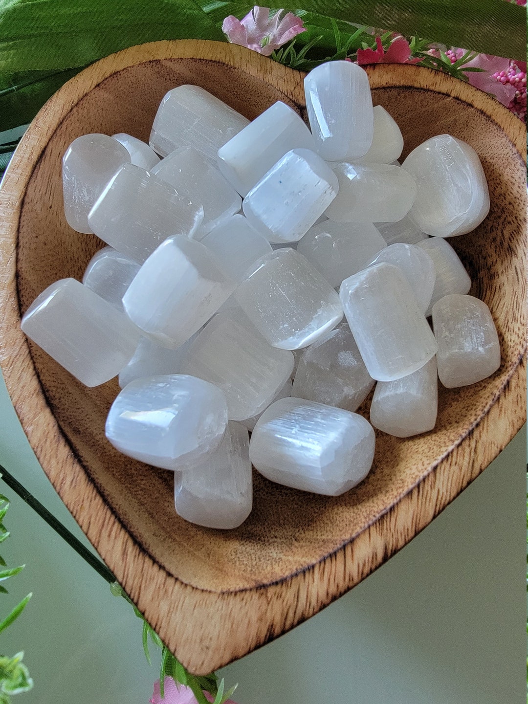 Selenite Tumbled Stone, Tumbled Selenite, Pocket Stone, Healing Stone ...