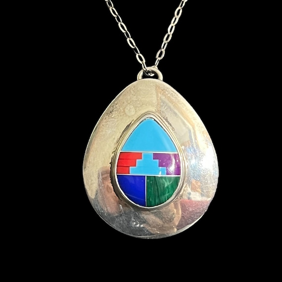 Southwestern Native American Mosaic Stone Pendant Nec… - Gem