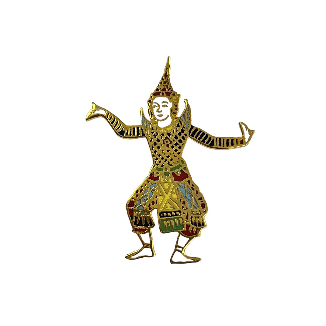 Vintage Thai Dancer Brooch. Enamel Siam Dancer Brooch. Gold Enamel Thai ...