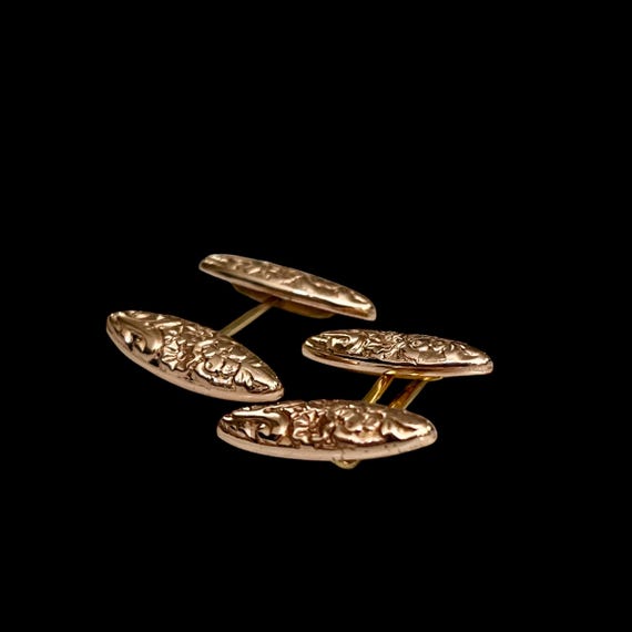 Victorian Engraved Rose Gold Cufflinks - Antique Rose… - Gem