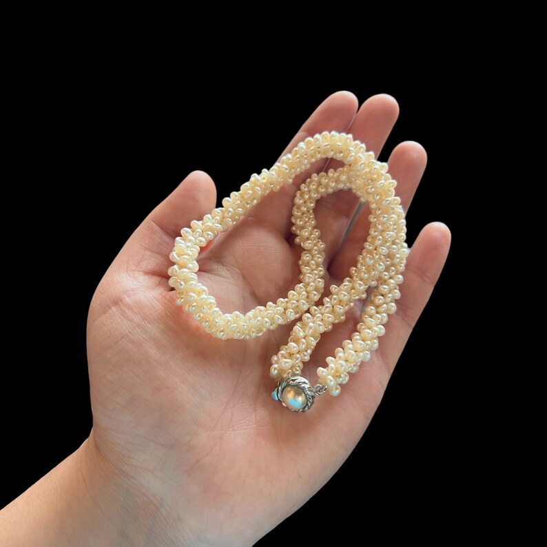 Pearl Rope Necklace. Creamy White Pearls. Woven Freshwater - Etsy
